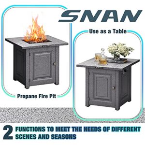 Gas Propane Fire Pit Table, SNAN 28 Inch 2021 Upgrade, Outdoor Companion, Auto-Ignition, Advanced Texture Black Strong Steel Surface, Adjustable Flame, CSA Certification, for Garden/Patio/Courtyard