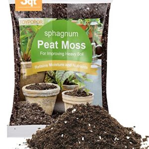 Sphagnum Peat Moss, Natural Bonsai Potting Mix, Succulent and Cactus Potting Soil, Organic Garden Growing Soil Amendment and Media, for Flowers, Vegetables, Herbs, Orchid, Indoor Houseplant, 3qt