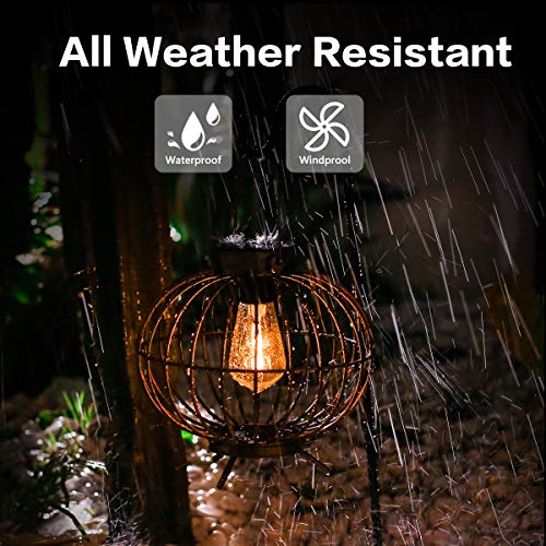 pearlstar Solar Lantern Outdoor Hanging Lights 8" Metal Copper Solar Powered Table Lamp with Edison Bulb Waterproof for Yard Tabletop Patio Porch Garden Decoration