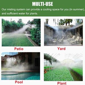 LAVAED 26.2FT Outdoor Misting Cooling System,Irrigation Sprinkle System with 9pcs Misting Nozzles +a Brass Adapter(3/4) for Yard,Patio Garden Greenhouse,Trampoline Water Park