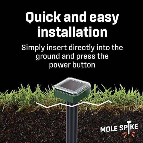 Exterminators Choice Ultrasonic Mole Spikes to Rid Lawns & Gardens of Rodents - 4 Pack - Solar Powered Rodent Repeller is an Energy Saving and Humane Pest & Gopher Repellent - Mole Repellent