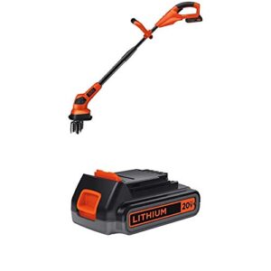 black+decker 20v cordless garden cultivator/tiller with extra lithium battery 2.0 amp hour (lgc120 & lbxr2020-ope)