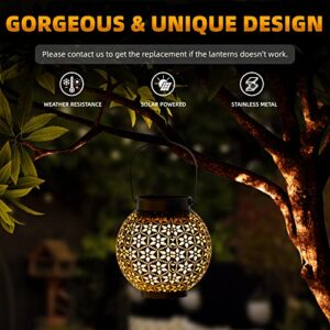 Solar Outdoor Lanterns Waterproof, Set of 2【2023】 Retro Solar Lights with Handle, Upgraded-1600mAh Light-controlled Outdoor Lantern, Solar Powered Lanterns Decor for Christmas Yard Tree Fence Patio