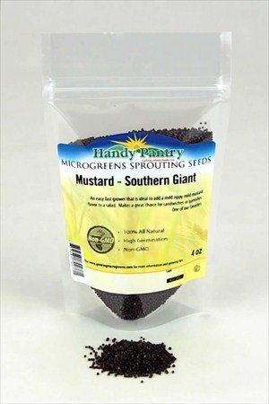 Southern Giant Mustard Seeds - 4 Oz. Resealable Bag - Use for Indoor Gardening, Growing Microgreens & More | Micro Greens Salad Garden Seeds