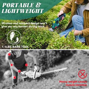 Dextra 8V Hedge Trimmer Cordless, 2 in 1 Handheld Electric Bush Shrub Trimmer with Battery and Charger, 45Min Fast Charger Grass Shears Cordless Mini Hedge Trimmer with Gloves for Yard,Garden