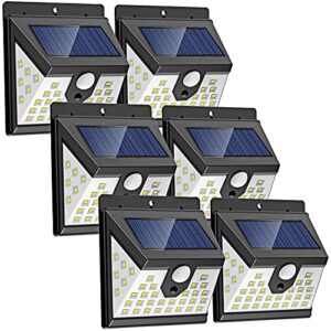 lansow solar motion sensor light outdoor, [6 pack/3 modes/40 led] solar powered security lights wireless ip 65 waterproof lights for wall deck yard garage porch garden patio fence(6pk-black)