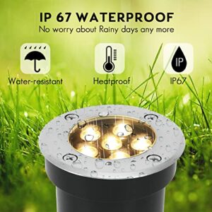 ACHENGE In-ground Lights Landscape Light 4 Pack 6w 12v Low Voltage LED Well Light Waterproof IP67 Pathway Lights Outdoor spotlights Trees Flags for Garden,Yard,Tree