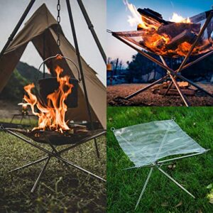 Portable Outdoor Fire Pit 22 Inch Upgrade Foldable Stainless Steel Mesh Fire Pit Wood Burning, Collapsible Fireplace Space Saving Perfect for Camping, Backyard, Patio, Garden (Carrying Bag Included)