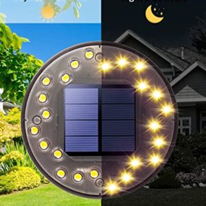 Pisool Solar Ground Lights - 24LED Solar Garden Lights Outdoor Waterproof Sidewalk Disk Bright In-Ground Landscape Lighting for Lawn Patio Pathway Yard (4Pack Warm White)