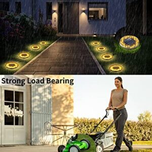 Pisool Solar Ground Lights - 24LED Solar Garden Lights Outdoor Waterproof Sidewalk Disk Bright In-Ground Landscape Lighting for Lawn Patio Pathway Yard (4Pack Warm White)