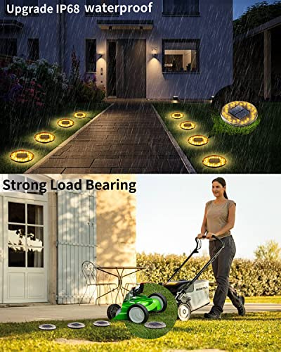 Pisool Solar Ground Lights - 24LED Solar Garden Lights Outdoor Waterproof Sidewalk Disk Bright In-Ground Landscape Lighting for Lawn Patio Pathway Yard (4Pack Warm White)