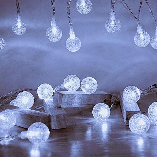 YoTelim  Globe String Lights Battery Operated ，2 Pack 26.2FT 60 LED Cool White Water Proof Crystal Ball Outdoor String Lights with Remote Control for Home, Patio,Party, Christmas, Garden Decor