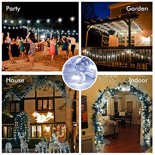 YoTelim  Globe String Lights Battery Operated ，2 Pack 26.2FT 60 LED Cool White Water Proof Crystal Ball Outdoor String Lights with Remote Control for Home, Patio,Party, Christmas, Garden Decor