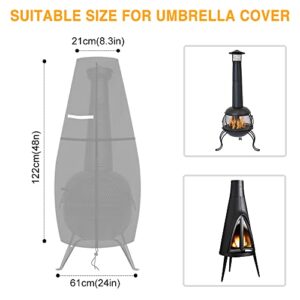 Patio Chimenea Fire Pit Cover Waterproof Outdoor Fire Pit Cover Breathable Heavy Duty Patio Heater Cover, Dustproof Anti UV and Tear Resistant for Garden, Patio (122 * 21 * 61CM) - Black