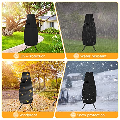 Patio Chimenea Fire Pit Cover Waterproof Outdoor Fire Pit Cover Breathable Heavy Duty Patio Heater Cover, Dustproof Anti UV and Tear Resistant for Garden, Patio (122 * 21 * 61CM) - Black