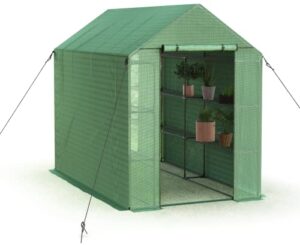 sundale outdoor green house kits to build for outside winter,97 x 56 x 77 inch walk in pop up greenhouses with shelves,indoor outdoor portable zipper greenhouse tall with roll up doors & cover