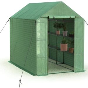 Sundale Outdoor Green House Kits to Build for Outside Winter,97 x 56 x 77 Inch Walk in Pop Up Greenhouses with Shelves,Indoor Outdoor Portable Zipper Greenhouse Tall with Roll Up Doors & Cover