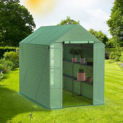 Sundale Outdoor Green House Kits to Build for Outside Winter,97 x 56 x 77 Inch Walk in Pop Up Greenhouses with Shelves,Indoor Outdoor Portable Zipper Greenhouse Tall with Roll Up Doors & Cover