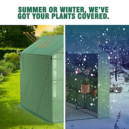 Sundale Outdoor Green House Kits to Build for Outside Winter,97 x 56 x 77 Inch Walk in Pop Up Greenhouses with Shelves,Indoor Outdoor Portable Zipper Greenhouse Tall with Roll Up Doors & Cover