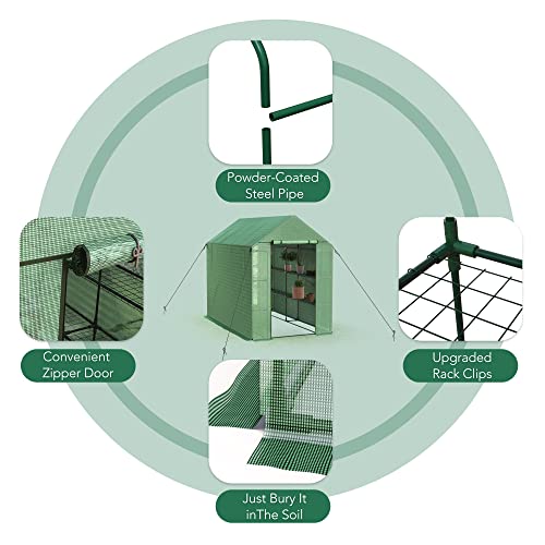 Sundale Outdoor Green House Kits to Build for Outside Winter,97 x 56 x 77 Inch Walk in Pop Up Greenhouses with Shelves,Indoor Outdoor Portable Zipper Greenhouse Tall with Roll Up Doors & Cover