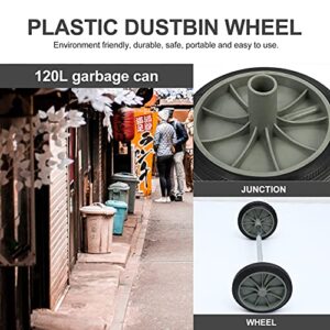 Yardwe Trash Can Pulley Replacement Garbage Can Wheels with Hollow Shaft Rubber Wheels Parts for Garden Street Patio Trash Can