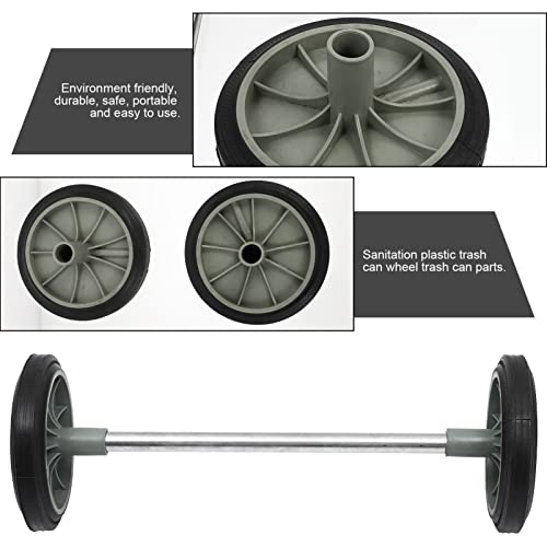 Yardwe Trash Can Pulley Replacement Garbage Can Wheels with Hollow Shaft Rubber Wheels Parts for Garden Street Patio Trash Can