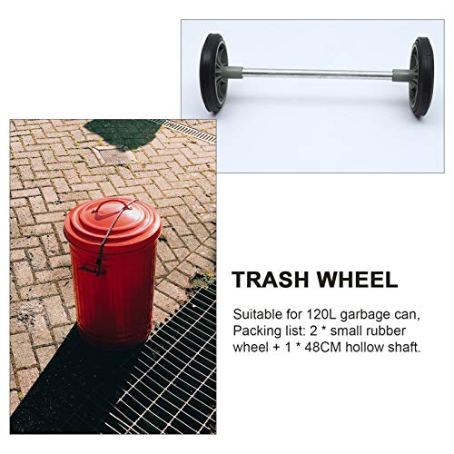 Yardwe Trash Can Pulley Replacement Garbage Can Wheels with Hollow Shaft Rubber Wheels Parts for Garden Street Patio Trash Can