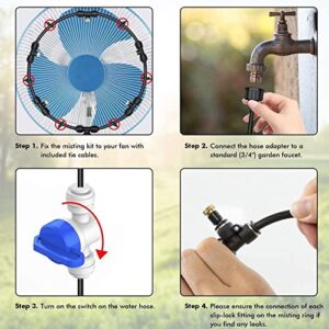 WWDZ Outdoor Misting Fan Kit for a Cool Patio Breeze,Water Mister Spray Tube for Cooling Outdoor,Lawn Garden Greenhouse Home Outdoor Fan Cooli