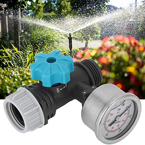 G3/4in Water Pressure Valve, Adjustable Water Pressure Regulator Valve with Pressure Gauge Greenhouse Garden Irrigation Controller