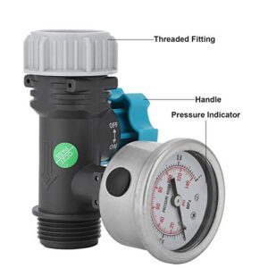 G3/4in Water Pressure Valve, Adjustable Water Pressure Regulator Valve with Pressure Gauge Greenhouse Garden Irrigation Controller