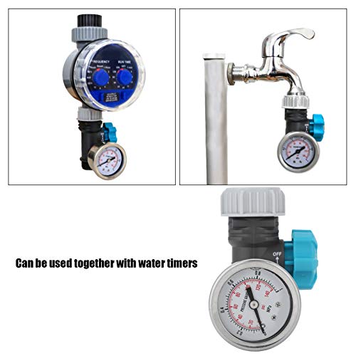 G3/4in Water Pressure Valve, Adjustable Water Pressure Regulator Valve with Pressure Gauge Greenhouse Garden Irrigation Controller