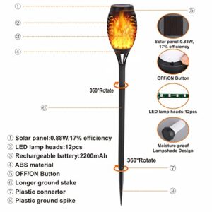 HKMGT Upgrade Solar Lights Outdoor Waterproof, 6 Pack Solar Outdoor Torches Lights with Flickering Flame Mini Solar Landscape Decoration Lighting Auto On/Off Pathway Lights for Garden Yard Patio