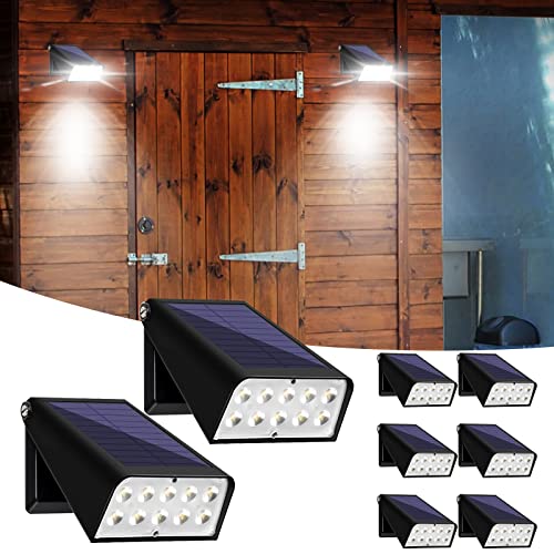 GUYULUX Solar Lights Outdoor with Lights Reflector&2 Lighting Modes, Solar Security Spot Lights 90° Adjustable, IP65 Waterproof Solar Powered Wall Lights for Garden/Patio/Yard/Deck/Pool Area, 8-Pack