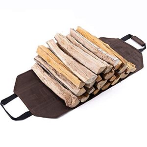 Amagabeli 28.3in Large Firewood Rack Indoor Bundle Firewood Carrier Bag Canvas Waxed Large