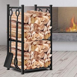 Amagabeli 28.3in Large Firewood Rack Indoor Bundle Firewood Carrier Bag Canvas Waxed Large