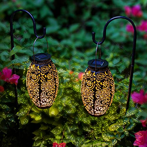 Go2garden Solar Lantern Owl, Large Solar Hanging Lanterns Outdoor Waterproof, LED Metal Decorative Lights for Garden, Tabletop, Yard, Patio and Lawn (1Pack, Bronze)