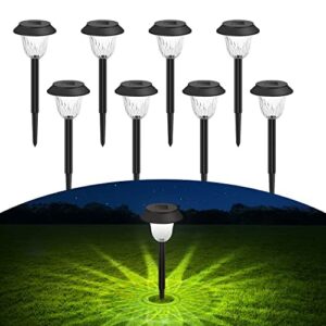 8 pack solar lights outdoor waterproof, solar powered garden lights, bright led solar pathway lights, auto on/off landscape solar lights for garden, yard, landscape, patio, driveway, backyard, walkway