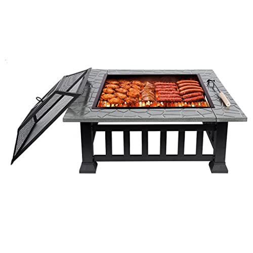 LDCHNH Outdoor Charcoal Fire Pit Stainless Steel Garden Backyard Patio Firepit Stove Brazier for BBQ Grill Cooking Tools with Cover