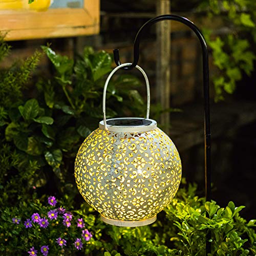 Solar Big Lantern Hanging Garden Outdoor Lights Metal Waterproof LED Table Lamp Decorative