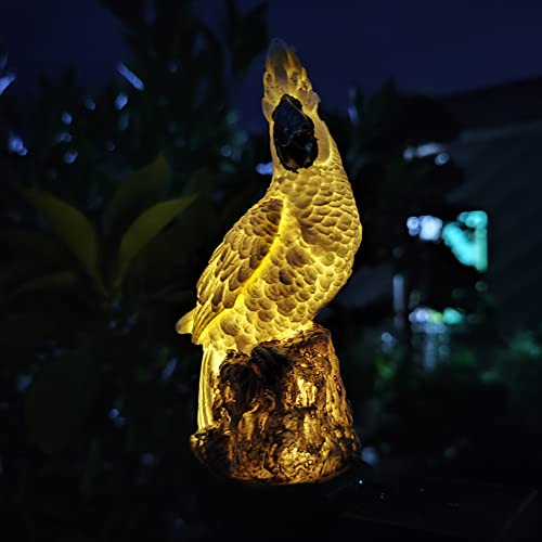 XURLEQ Garden Solar Light Outdoor Decor, Resin Parrot Solar LED Light for Outdoor, Animal Waterproof Light for Flower Fence Lawn Passage Walkway Courtyard Party Decoration, Yellow Parrot