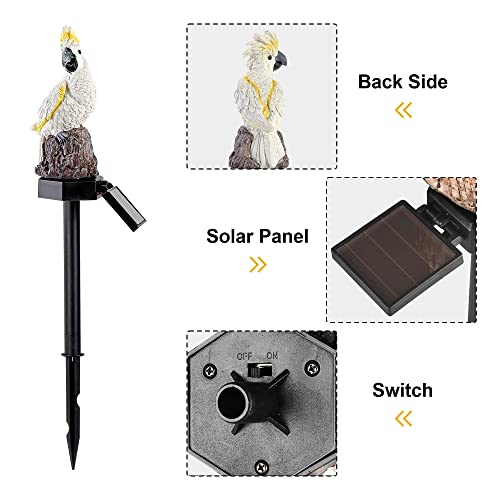 XURLEQ Garden Solar Light Outdoor Decor, Resin Parrot Solar LED Light for Outdoor, Animal Waterproof Light for Flower Fence Lawn Passage Walkway Courtyard Party Decoration, Yellow Parrot