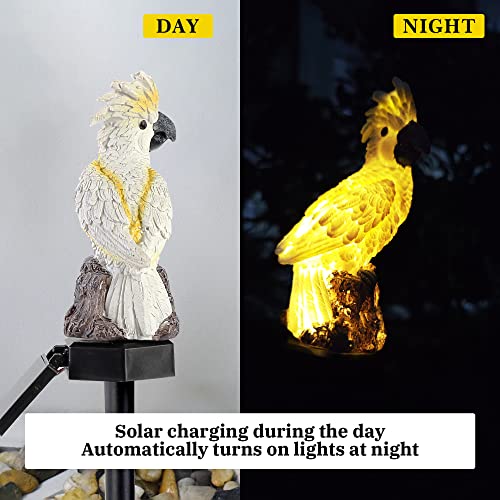 XURLEQ Garden Solar Light Outdoor Decor, Resin Parrot Solar LED Light for Outdoor, Animal Waterproof Light for Flower Fence Lawn Passage Walkway Courtyard Party Decoration, Yellow Parrot