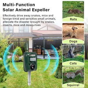 PESTGURU Solar Animal Repeller, 2022 Ultrasonic Mole Repellent, Rat, Squirrel, Deer, Raccoon, Skunk, Rabbit, Mole, Dog, Cat, Waterproof with Motion Detector, USB Rechargeable, Flashing Light (Green)