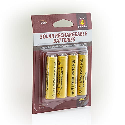 Alpine Corporation AAA Ni-CD Replacement Rechargeable Batteries for Solar Powered Garden Lights, Set of 4