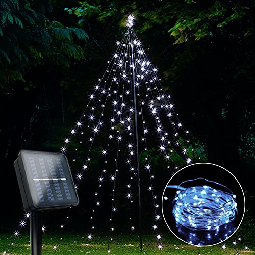 Solar Lights Outdoor, Solar String Lights Outdoor, Bryopath Solar Xmas Tree Lights Waterproof Copper Wire 33ft 100 LEDs Solar Fairy Lights for Garden Yard Party Christmas Decoration, Daylight White