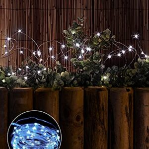 Solar Lights Outdoor, Solar String Lights Outdoor, Bryopath Solar Xmas Tree Lights Waterproof Copper Wire 33ft 100 LEDs Solar Fairy Lights for Garden Yard Party Christmas Decoration, Daylight White