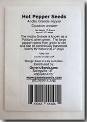 Ancho Grande Hot Pepper Seeds - Capsicum Annuum - 1 Grams - Approx 100 Gardening Seeds - Vegetable Garden Seed