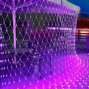 WATERGLIDE Outdoor Halloween Net Lights, 12FT x 5FT 360 LED Christmas Fairy Mesh Lights with 8 Lighting Modes, Connectable for Garden Xmas Tree, Bushes, Holiday Wedding Party Decorations, Purple