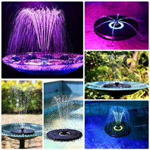 AMZtime LED Solar Fountain Pump 5.5W with Color LED Lights and 2000mAh Battery, 7 Nozzles Solar Bird Bath Fountain Pump, for Outdoor, Garden, Pond, Bird Bath, Swimming Pool