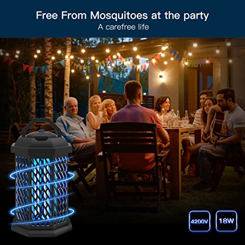 Upenjok Bug Zapper Outdoor and Indoor,18W Mosquito Zapper - 4200V High Powered Waterproof Electric Bug Zapper Mosquito Zapper - Insect Fly Trap for Home Backyard Patio